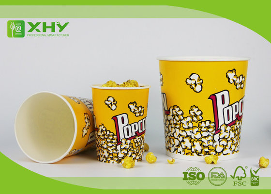 China Food Grade Paper Popcorn Buckets With Paper Lid , Top180mm 85oz Paper Cups supplier