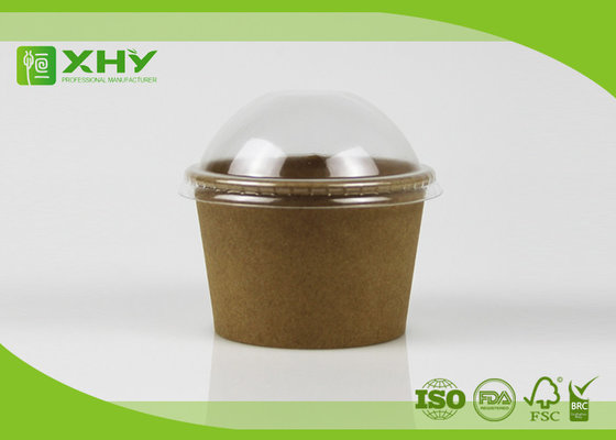 China 8oz Plain Kraft Brown Disposable Ice Cream Paper Cups with Dome Lids supplier