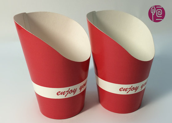 China 9oz Height 120mm French Fries Cup , Double PE Coated Hot Chip Cup supplier